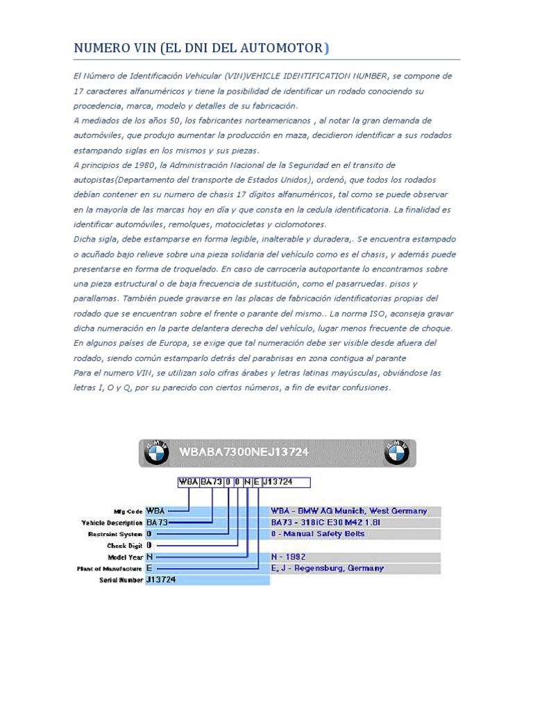 Guía Completa del Número VIN del Vehículo | PDF | Vehículos | Coche