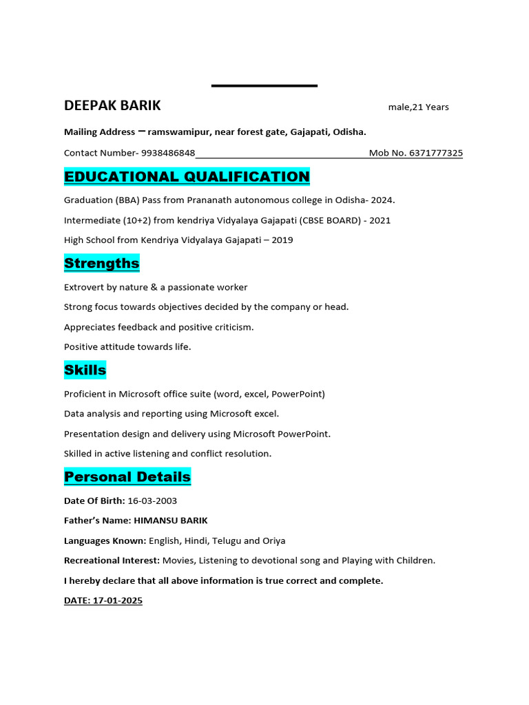 Deepak Rsume2003 | PDF