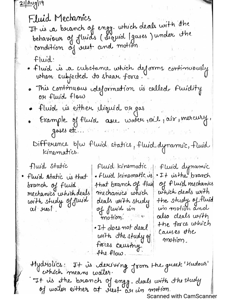 Unit-1 Fluid Class Notes | PDF