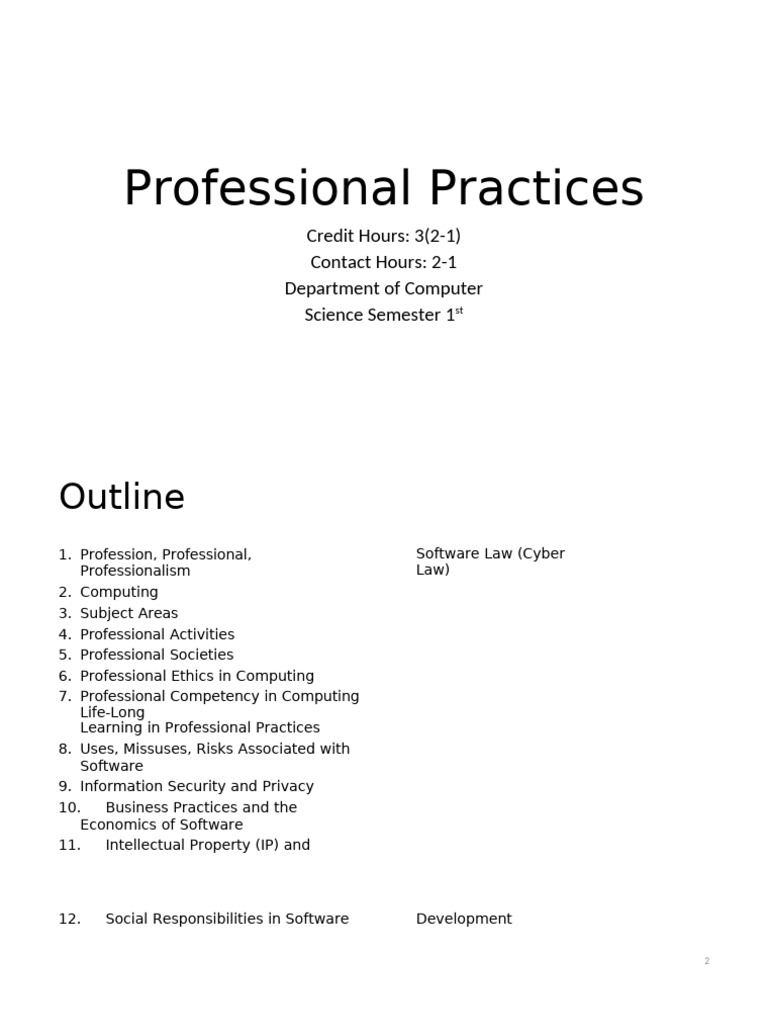 Professional Practices CLASS LECTURES | PDF | Copyright Infringement | Software