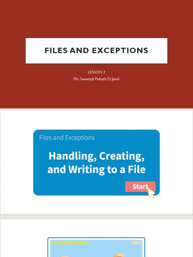 Week 3 Lesson 3 - Files and Exceptions | PDF