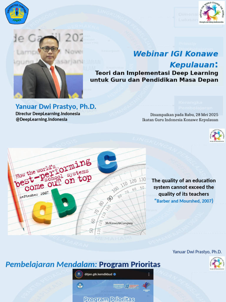 Webinar Teori Dan Implementasi Deep Learning Untuk Guru Dan Pendidik Masa Depan IGI Konawe ...