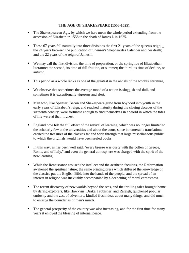 The Age of Shakespeare | PDF