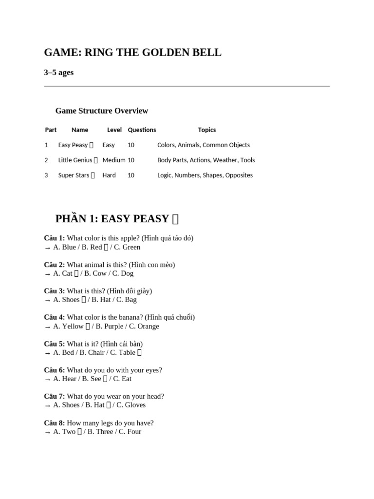 Ring the Golden Bell Game Guide | PDF