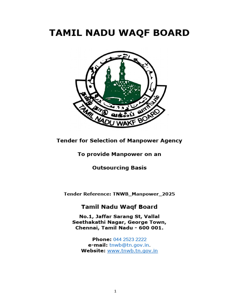TN WB Manpower Tender Document | PDF | Non Disclosure Agreement | Insurance