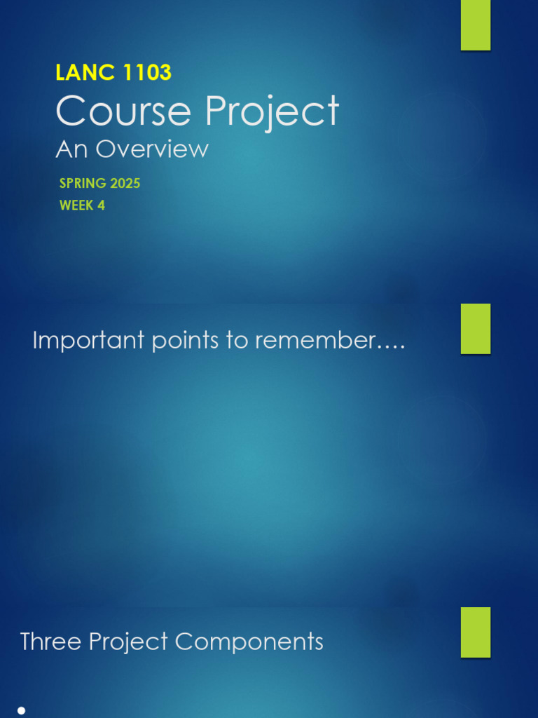 Week 4 - Presentation 1 - Course Project Overview | PDF | Essays | Writing
