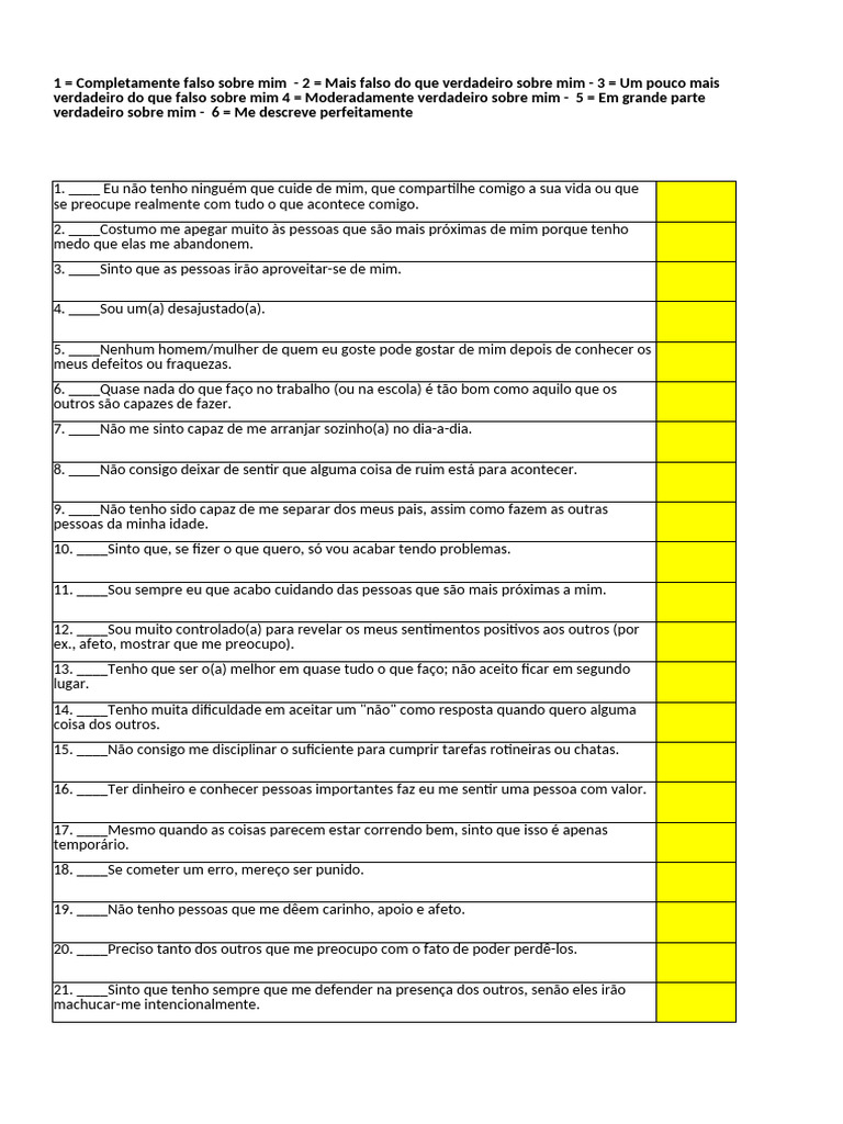 Terapia Dos Esquemas - J | PDF | Autoestima | Dinheiro