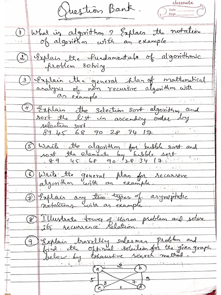 Question Bank ADA | PDF