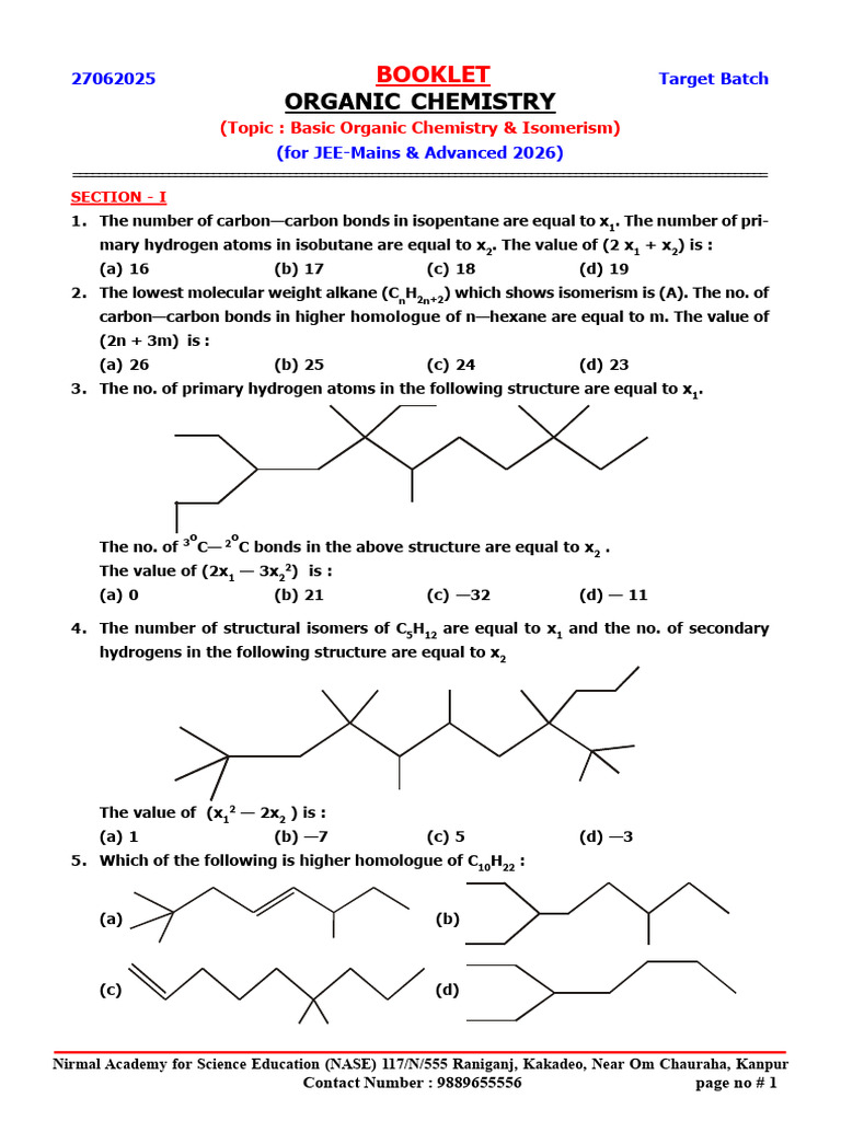 Booklet On Basic Organic Chemistry & Isomerism | PDF | Isomer ...