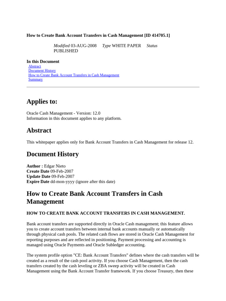 Bank Account Transfer in CM | PDF | Cash | Banks