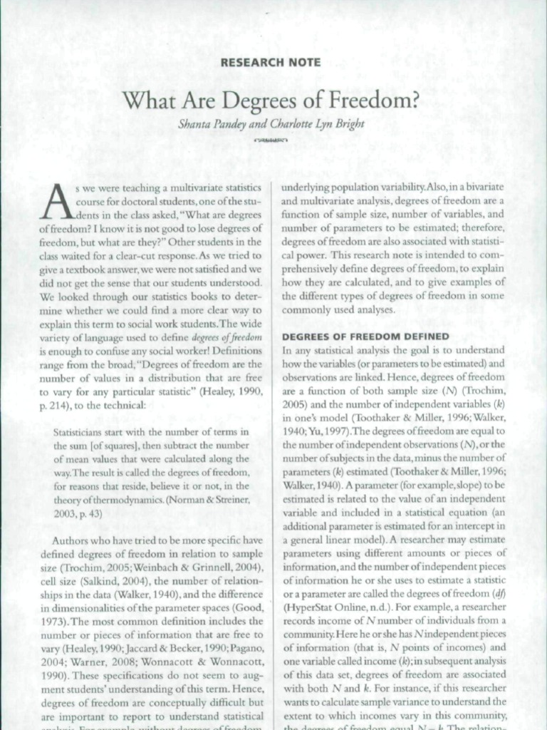 Degrees of Freedom | PDF | Degrees Of Freedom (Statistics) | Errors And Residuals