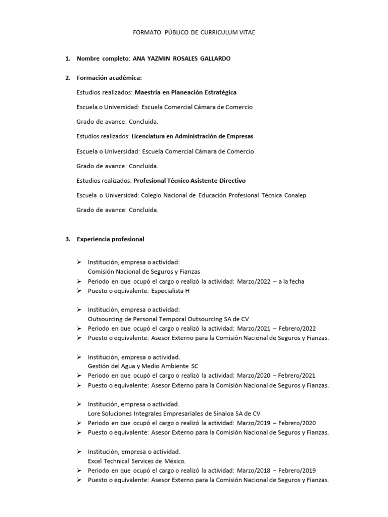 Currículum de Ana Yazmin Gallardo | PDF | Outsourcing | Business