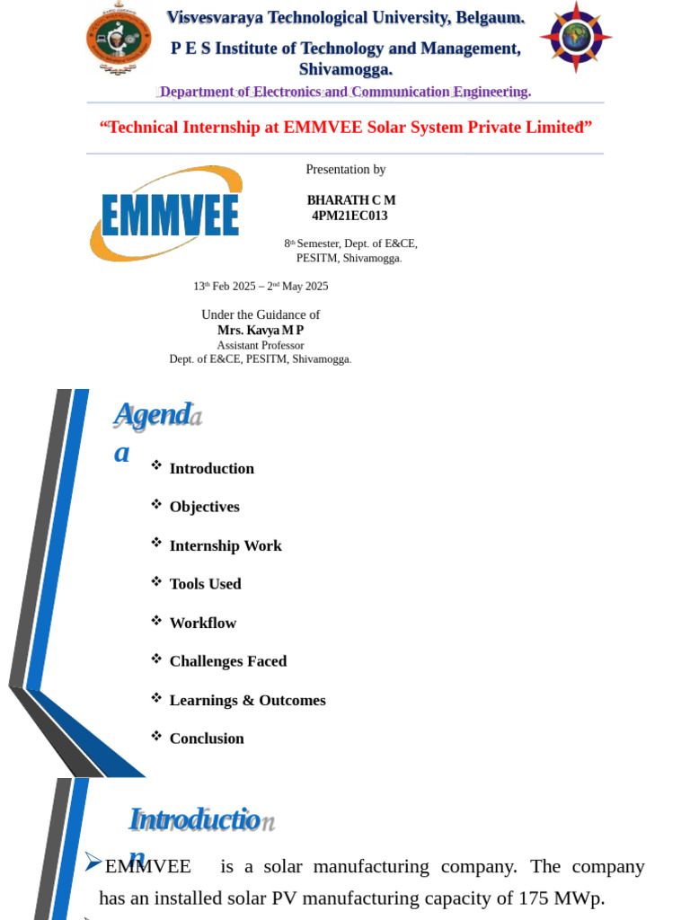 Internship PPT - Pptx.bharath C M | PDF | Solar Cell | Photovoltaics