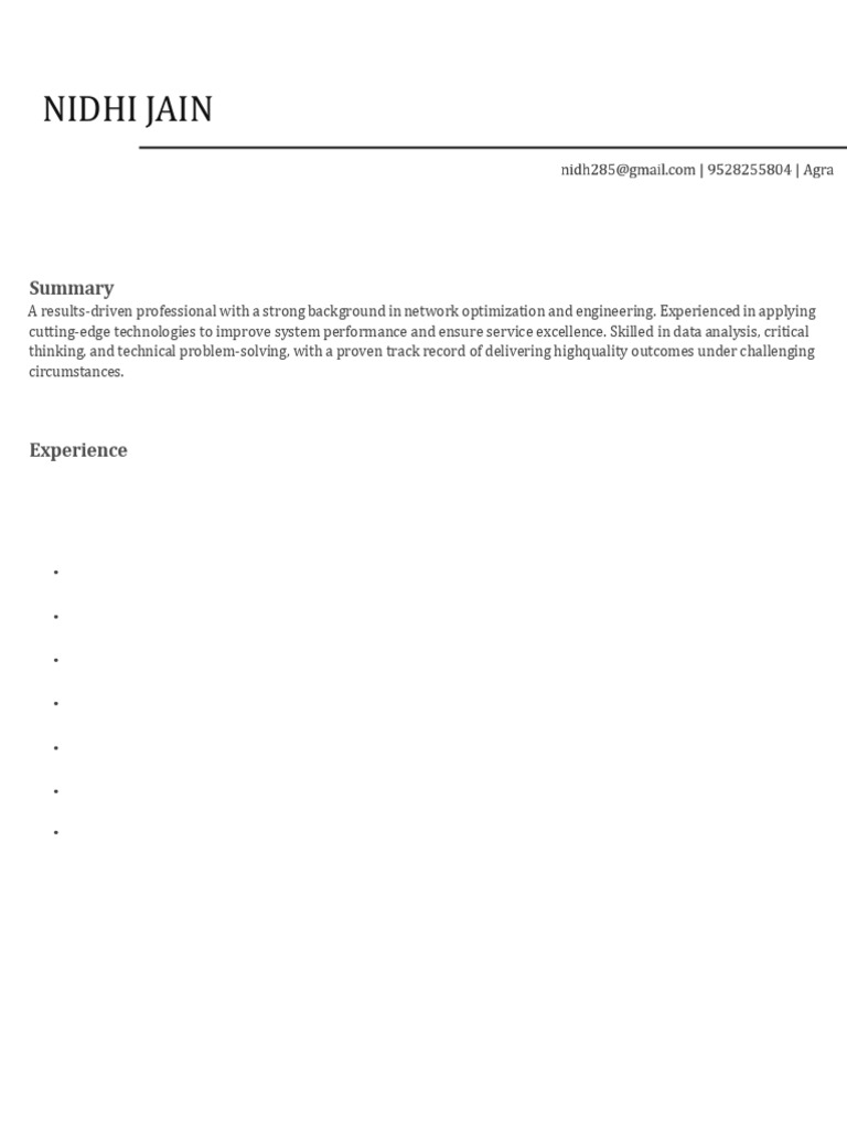 Resume 2025 Updated Nidhi Jain Updated | PDF | Computing | Computer Engineering