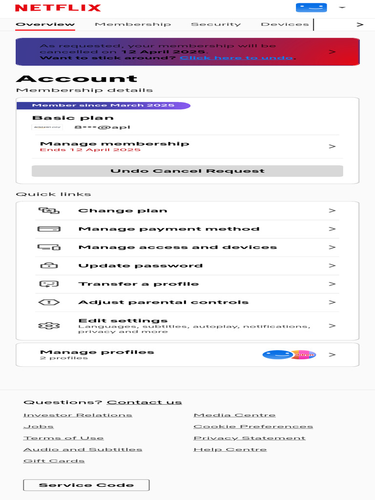 Account Settings - Netflix | PDF