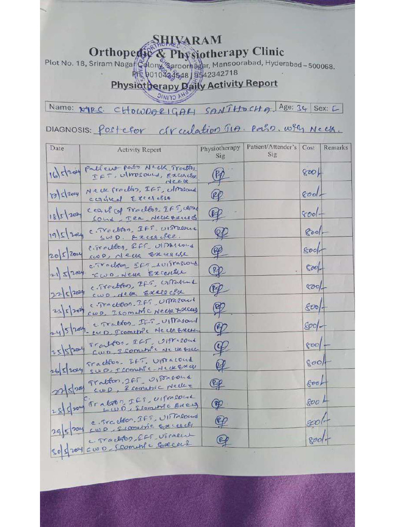 Physiotheraphy Sheet | PDF