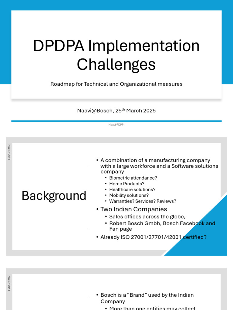 DPDPA Compliance Roadmap for Bosch | PDF | Fiduciary | Information Security