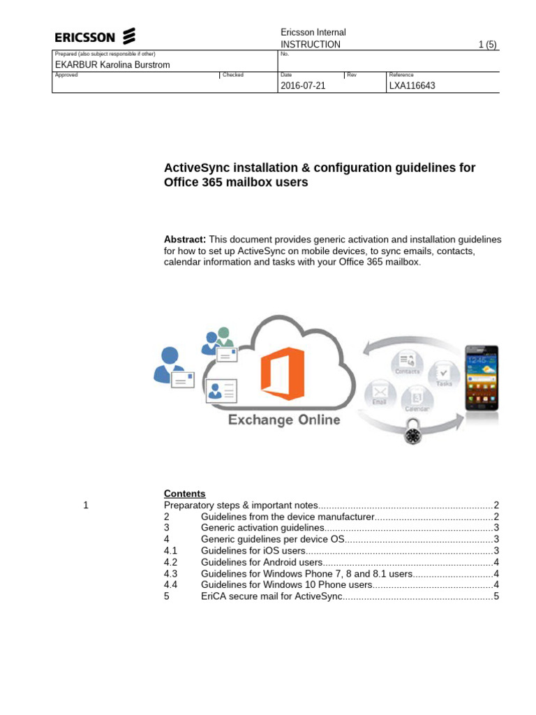ActiveSync Activation & Installation Guidelines | PDF | Ios | Android (Operating System)