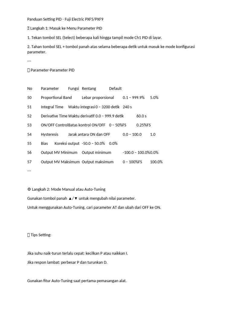 Panduan Setting Fuji | PDF