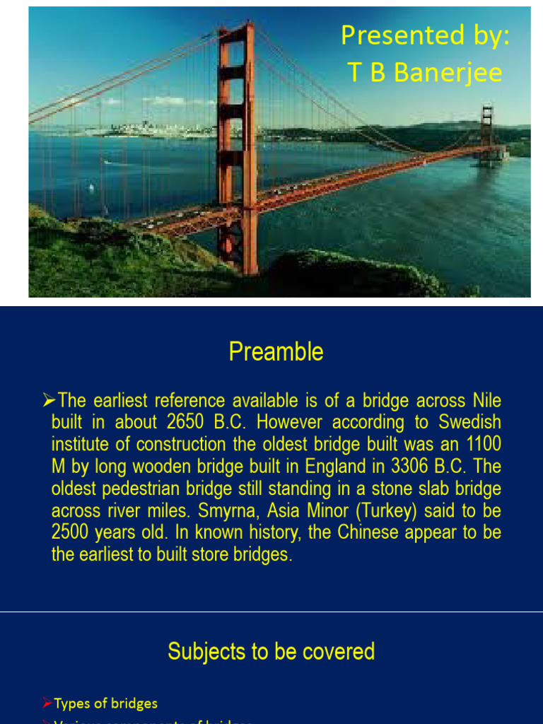 T B Banerjee Presentation | PDF | Silt | Bridge