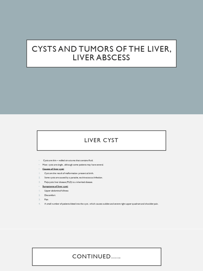 Tumor and Cyst of Liver, Liver Abscess | PDF | Cancer | Medical Specialties
