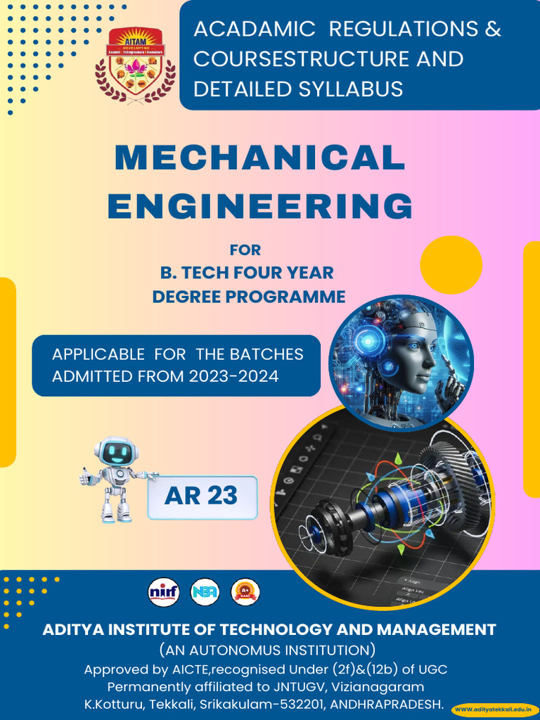 Mechanical Engineering Curriculum AR23 | PDF | Pointer (Computer ...