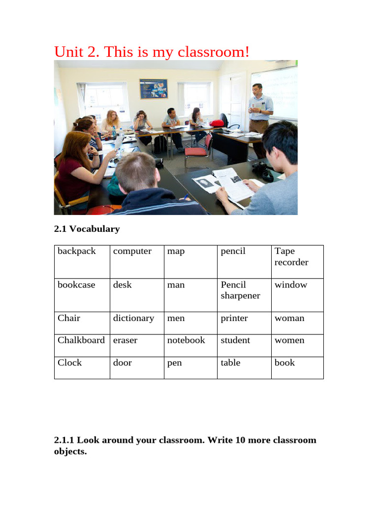 Unit 2. This Is My Classroom | PDF | Classroom | Plural