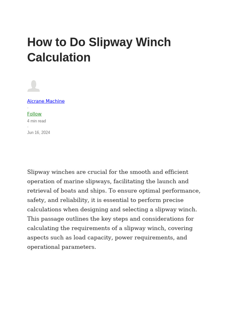 How To Do Slipway Winch Calculation | PDF | Friction | Force