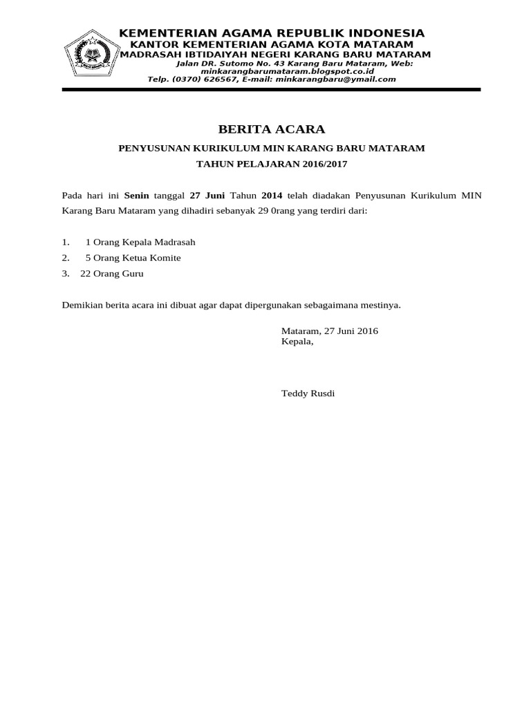 Berita Acara Dan Daftar Hadir Akreditasi | PDF