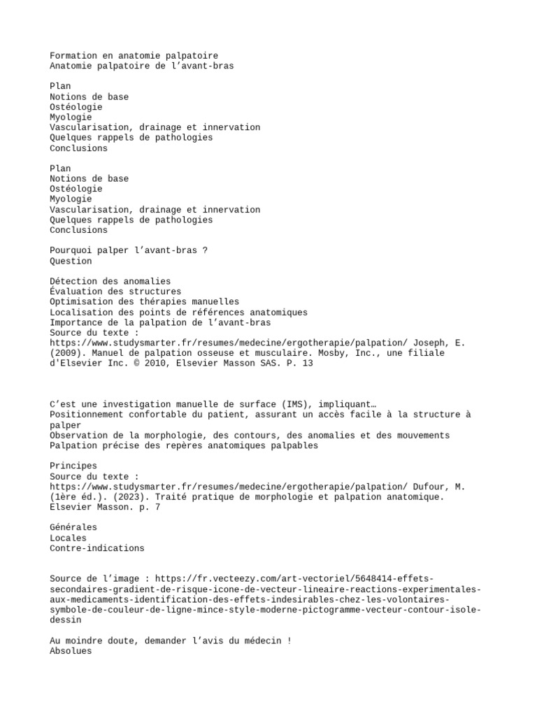 Anatomie Palpatoire de l'Avant-Bras | PDF | Membres (anatomie ...