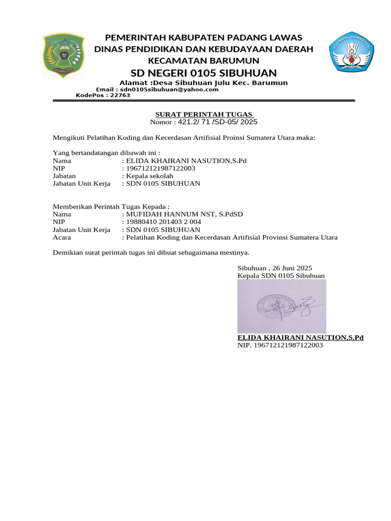 SURAT Perinta Tugas Koding MUFIDA | PDF