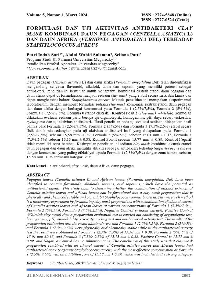 Putri Indah Sari, Abdul Wahid Suleman, Seliana Patti | PDF