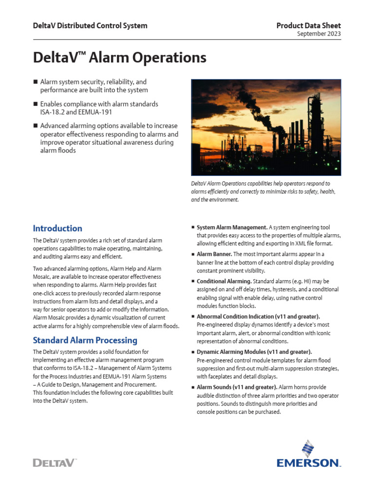 Product Data Sheet Deltav Alarm Operations Deltav en 57640 | PDF | Situation Awareness | Databases