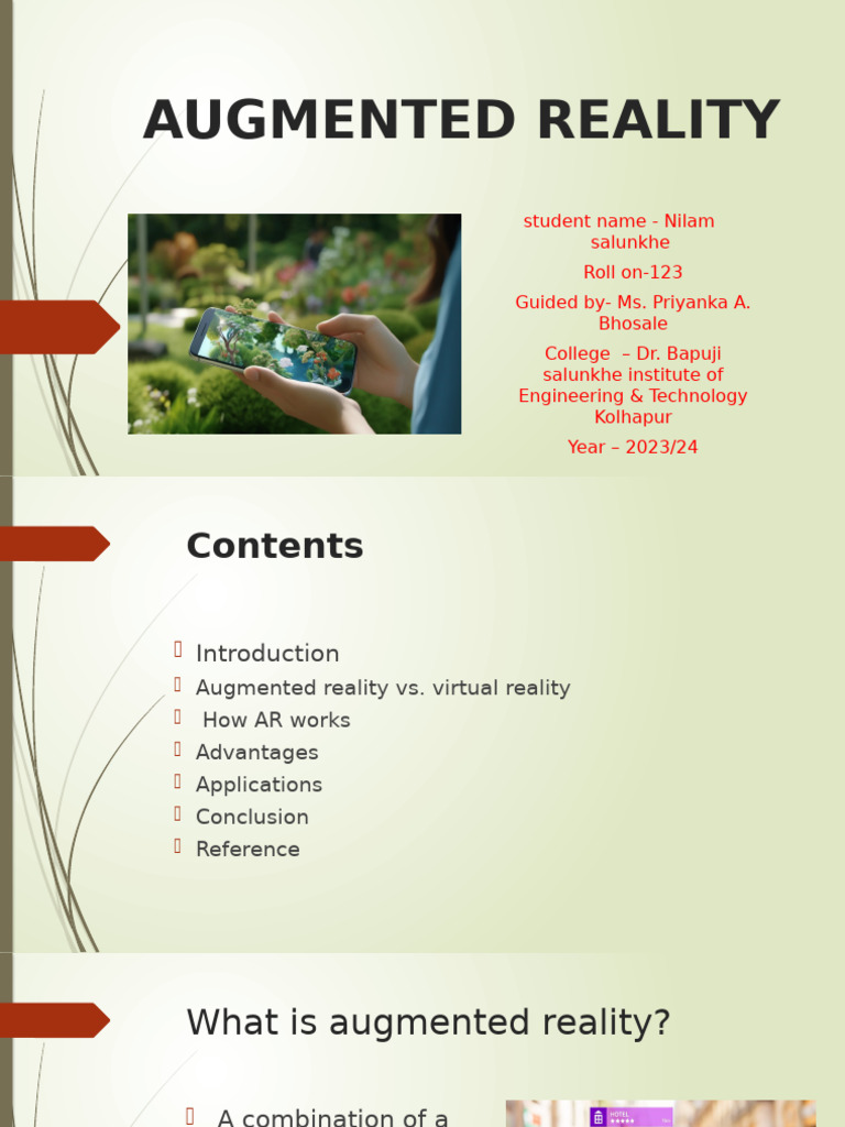 Overview of Augmented Reality Applications | PDF | Augmented Reality ...