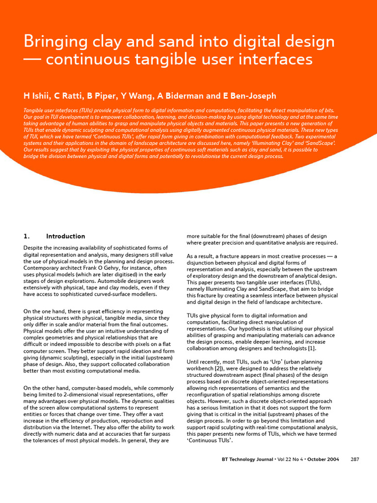 Bringing Clay and Sand Into Digital Design - Continuous Tangible User Interfaces | PDF ...