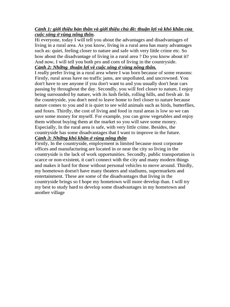 Advantages and Disadvantages of Rural Living | PDF