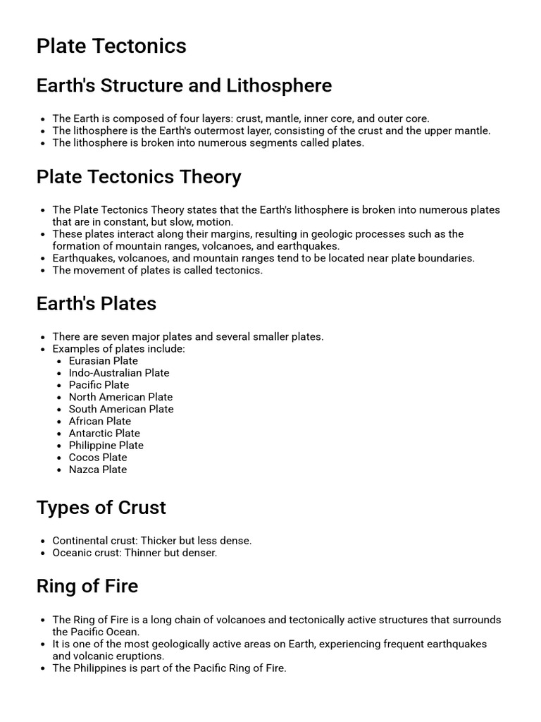 Plate Tectonics: Earth's Structure and Lithosphere | PDF | Plate ...