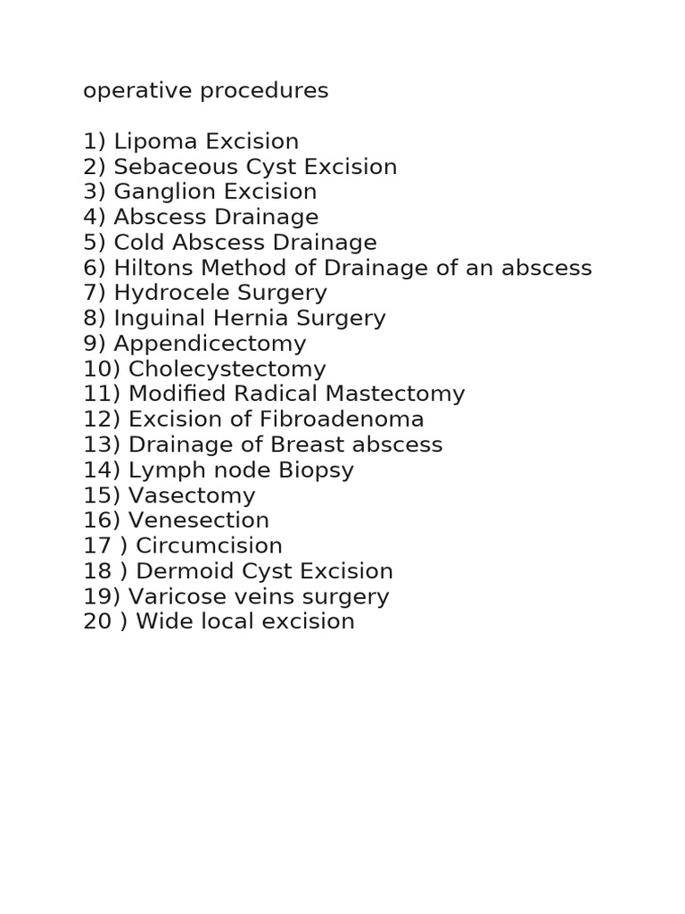 Operative Procedures Ug | PDF