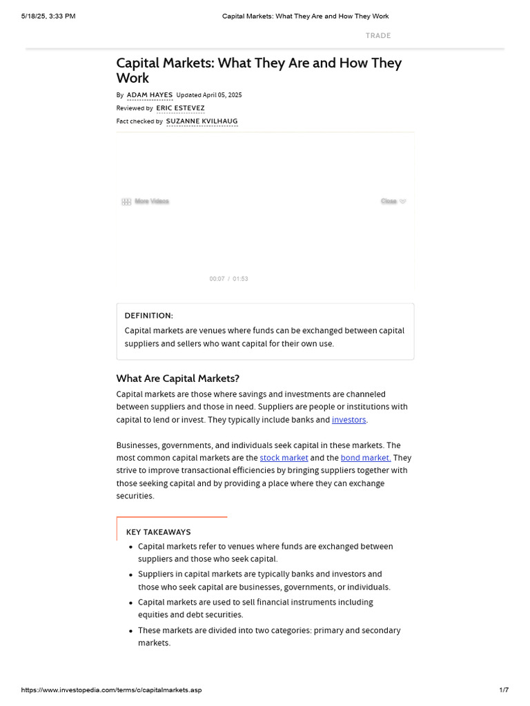 Understanding Capital Markets and Types | PDF | Capital Market ...