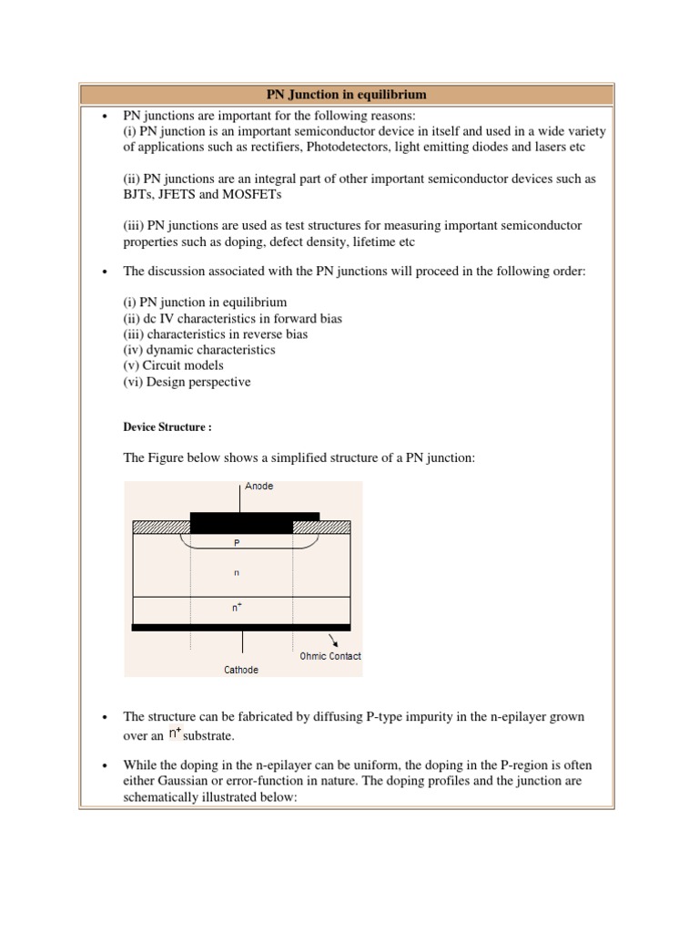 PN Junction in Equilibrium | PDF | P–N Junction | Doping (Semiconductor)