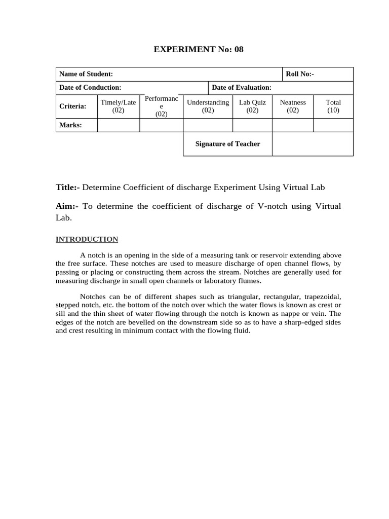 Calibration of V Notch | PDF | Fluid Dynamics | Simulation