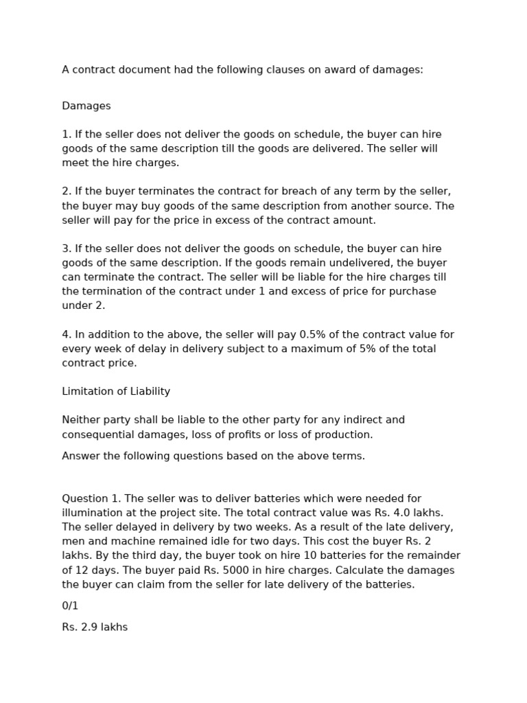 Damages - Contract Terms - Try It Tomorrow | PDF | Damages | Legal ...