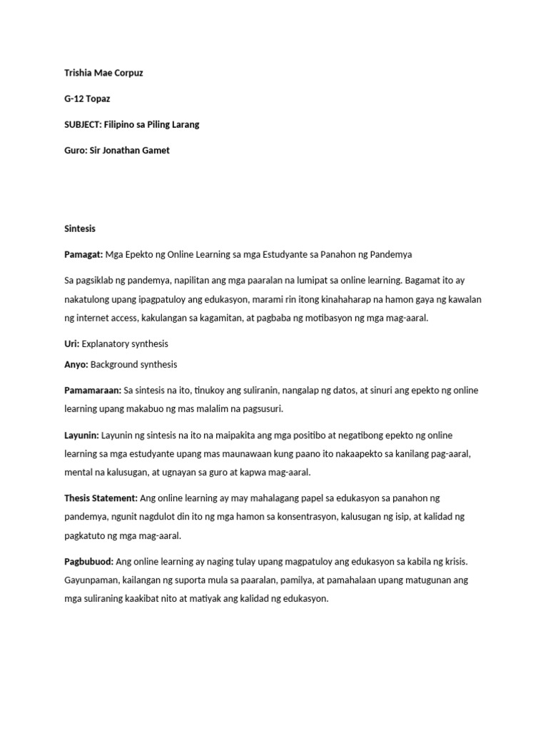 Trishia Mae Corpuz | PDF