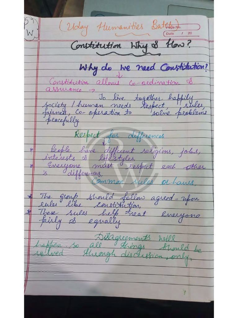Constitution Why and How - Hand Written Notes | PDF