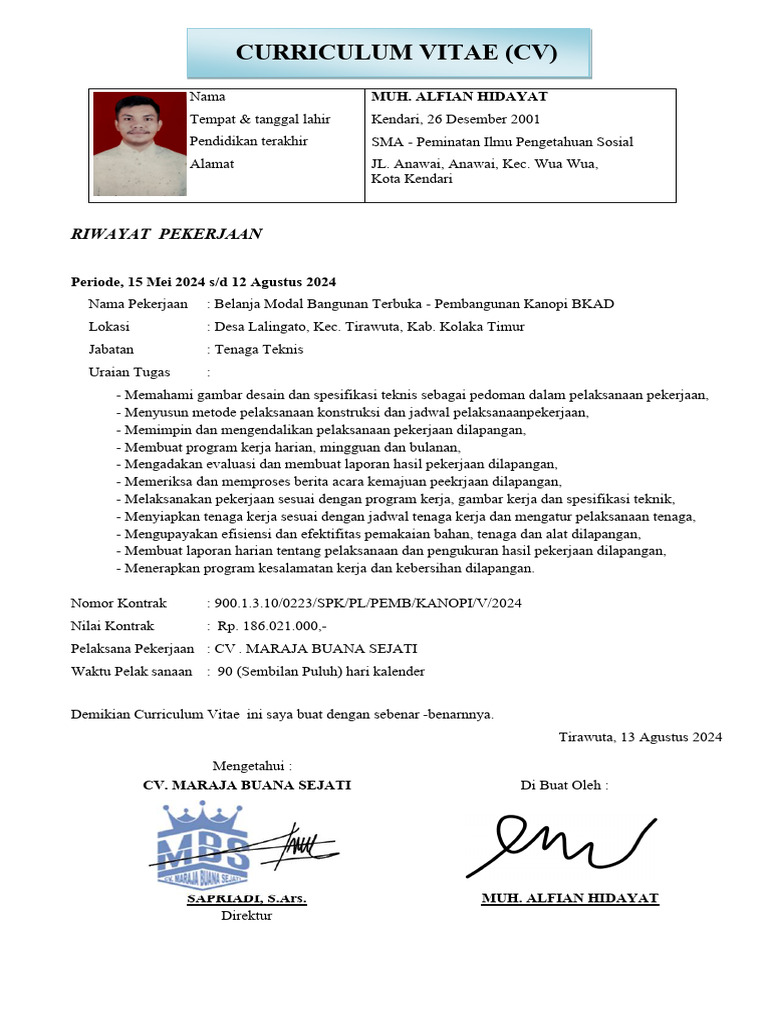 CV Alfian Hidayat | PDF