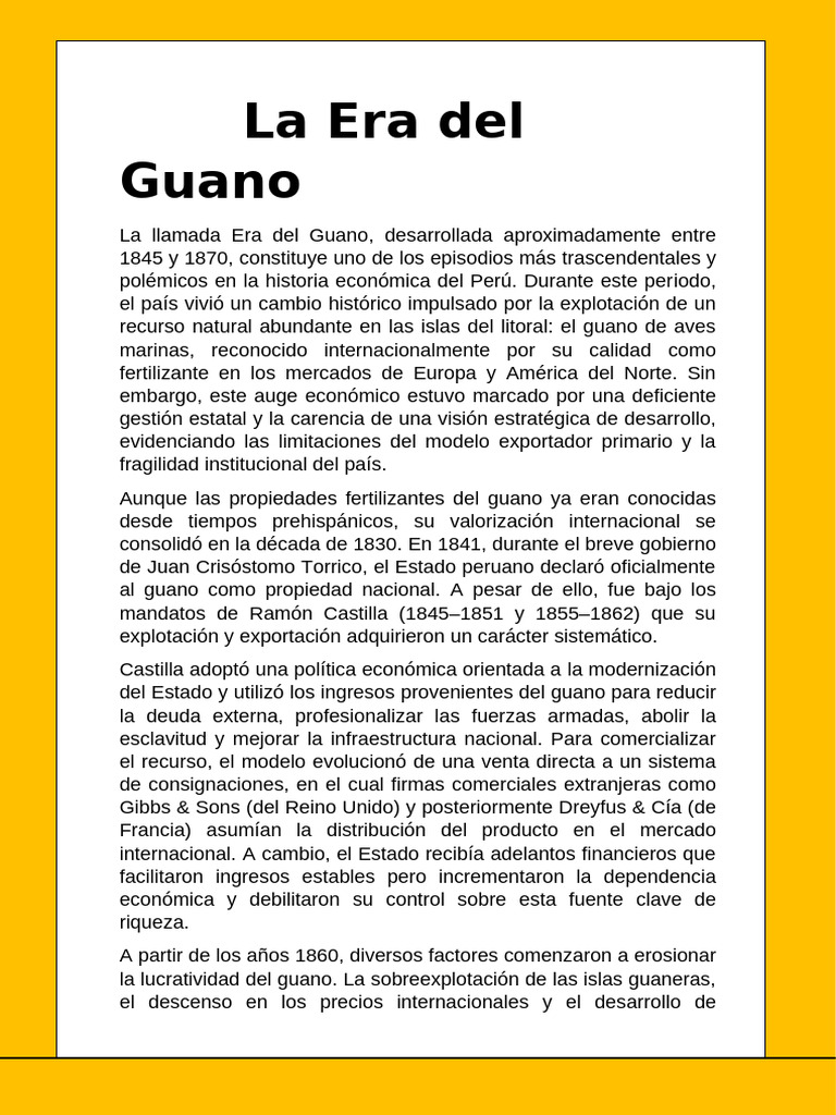 La Era Del Guano | PDF | Economias