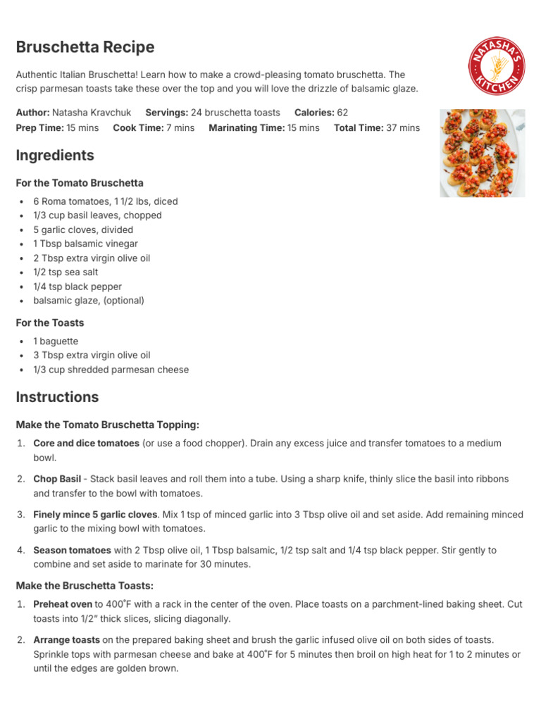 Bruschetta Recipe | PDF