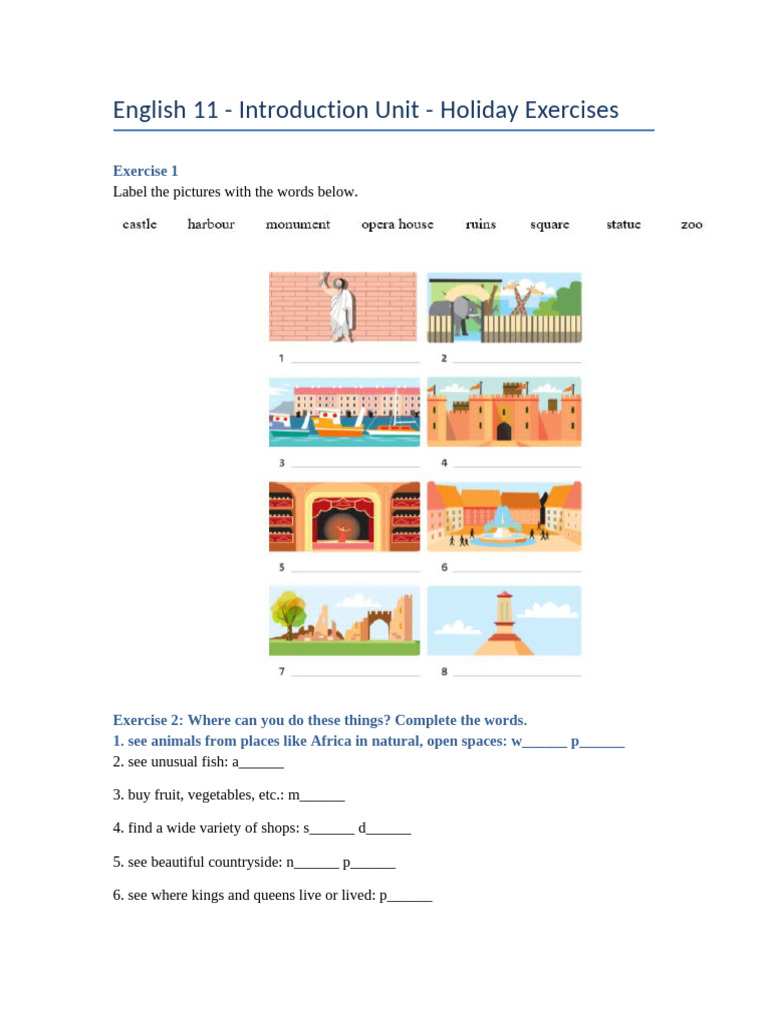Holiday Exercises Without Answers | PDF