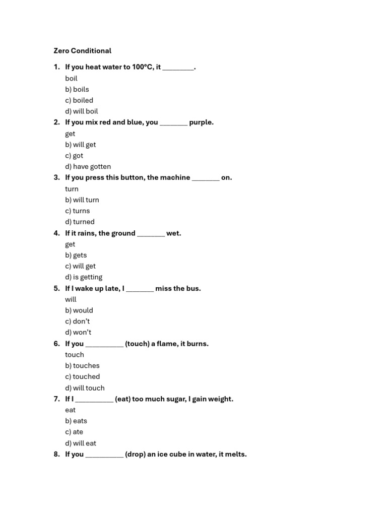 Zero and First Conditional - Practice | PDF | Chess Openings | Chess