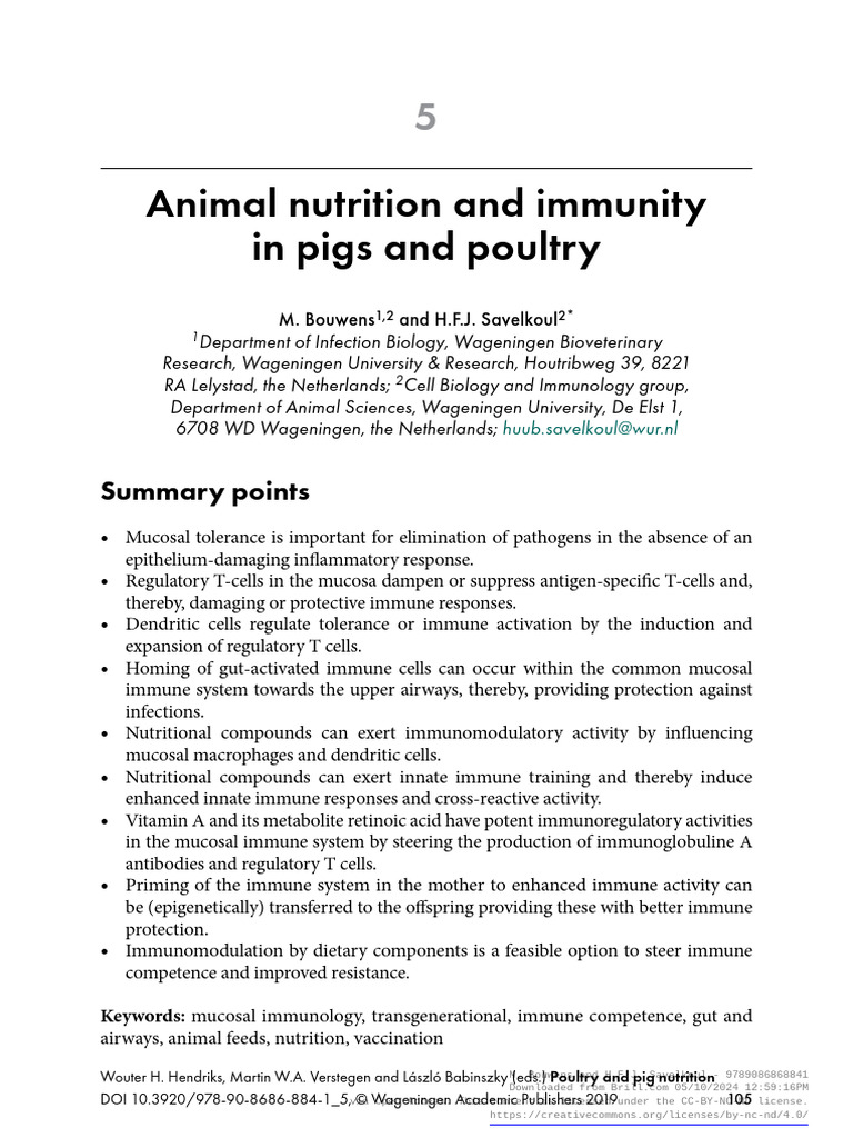 Animal Nutrition's Role in Immunity | PDF | Immune System | Immune Tolerance